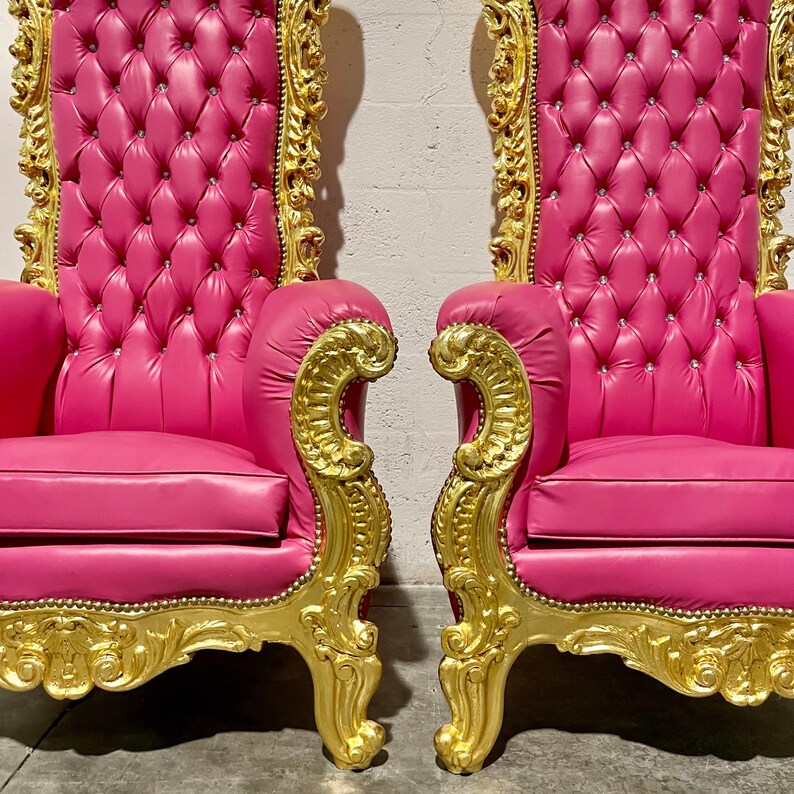 Pink Throne Chair 77h Pink Leather Chair 2 LEFT French - Etsy