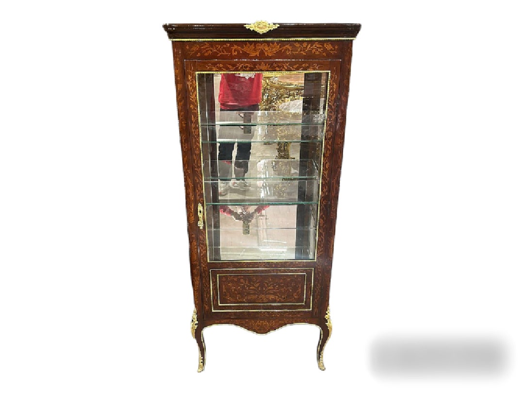 Glass Cabinet Vitrine French Antique Vitrine Gold Gabinet French Louis ...