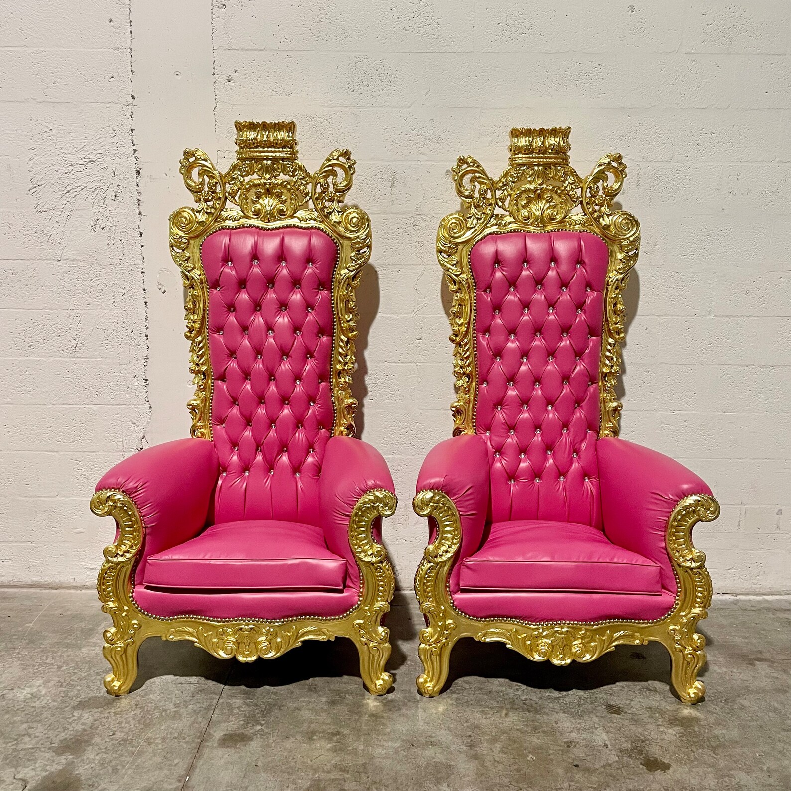 Pink Throne Chair 77h Pink Leather Chair 2 LEFT French - Etsy