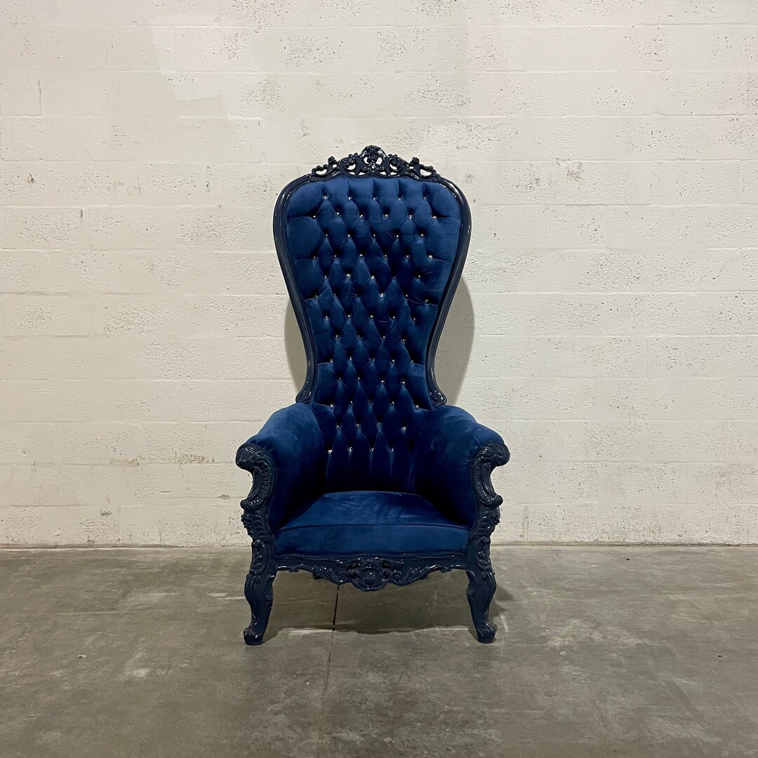 Blue Throne Chair Blue Velvet Chair French Tufted Chair Throne Tufted ...