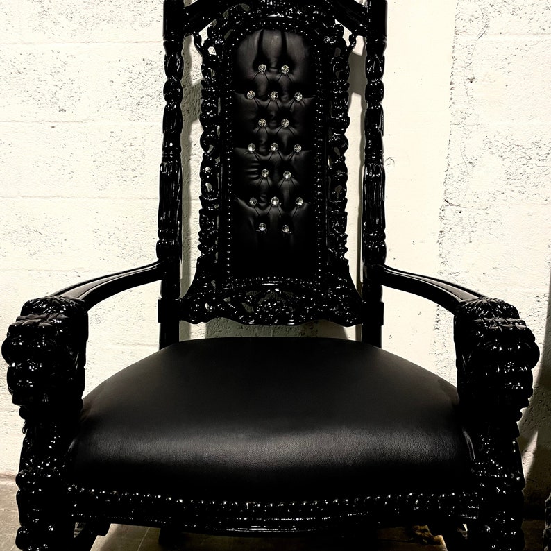 Throne Chair King Chair Black Lacquer Black Leather Chair - Etsy