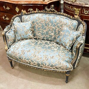 French Rococo Style Blue Sofa With Angels Details Furniture Antique ...