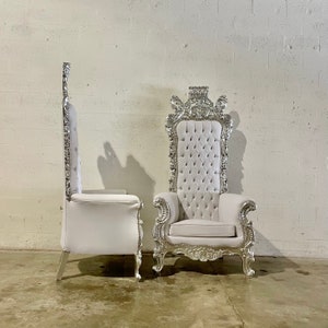 White Throne Chair 75h White Leather Chair 1 LEFT French Chair Throne ...