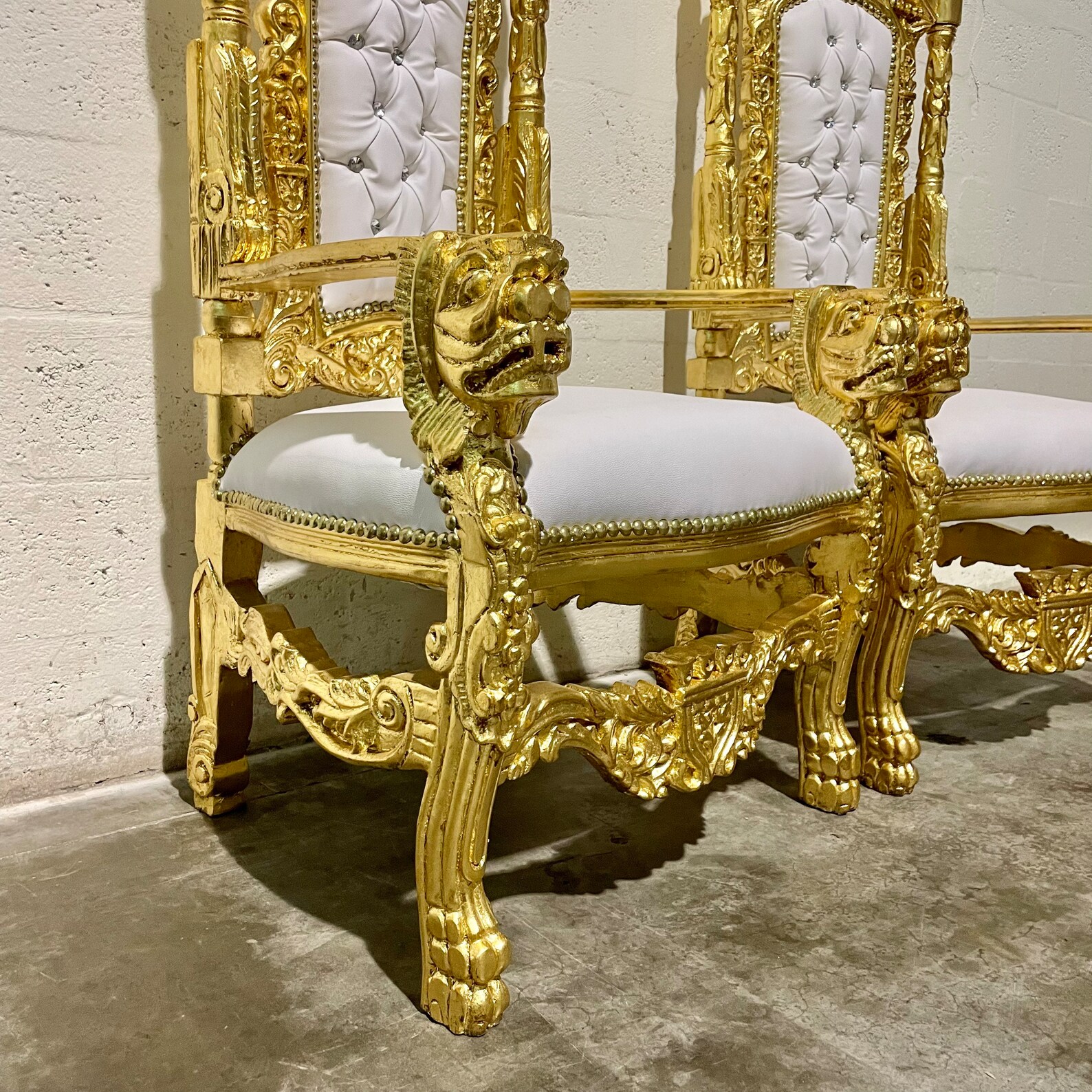 1 Left in Stock Throne Chair King Chair Gold Leaf White - Etsy