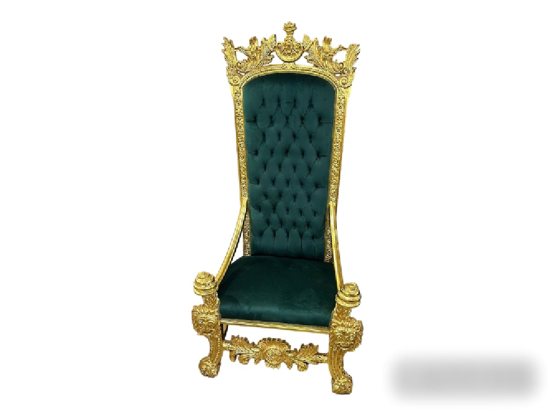 Green Velvet Throne Chair Vintage Furniture Big Chair Vintage 24k Gold ...