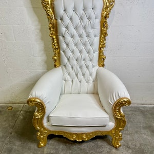White Throne Chair 75h White Leather Chair 2 LEFT French Chair Throne ...