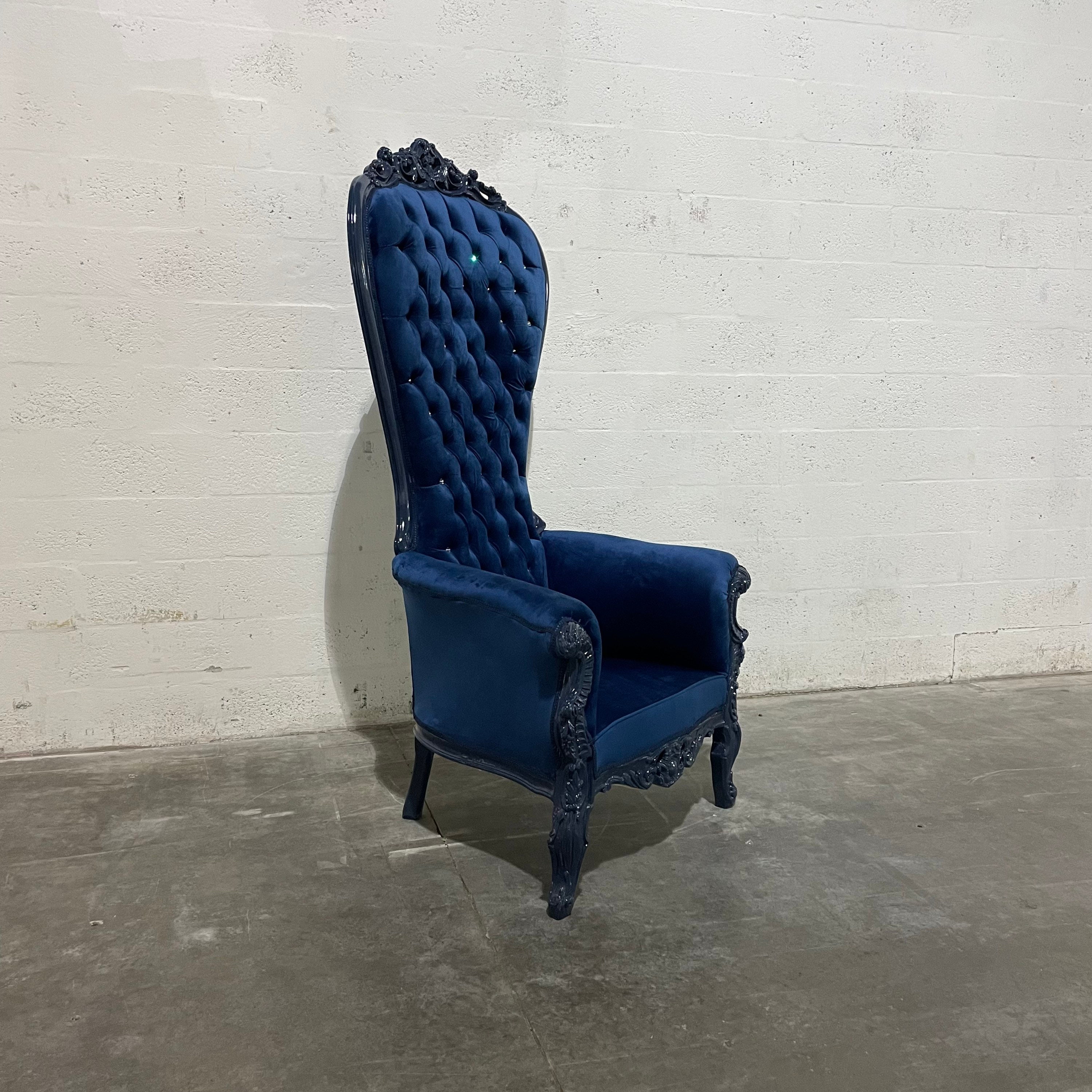 Blue Throne Chair Blue Velvet Chair French Tufted Chair Throne | Etsy