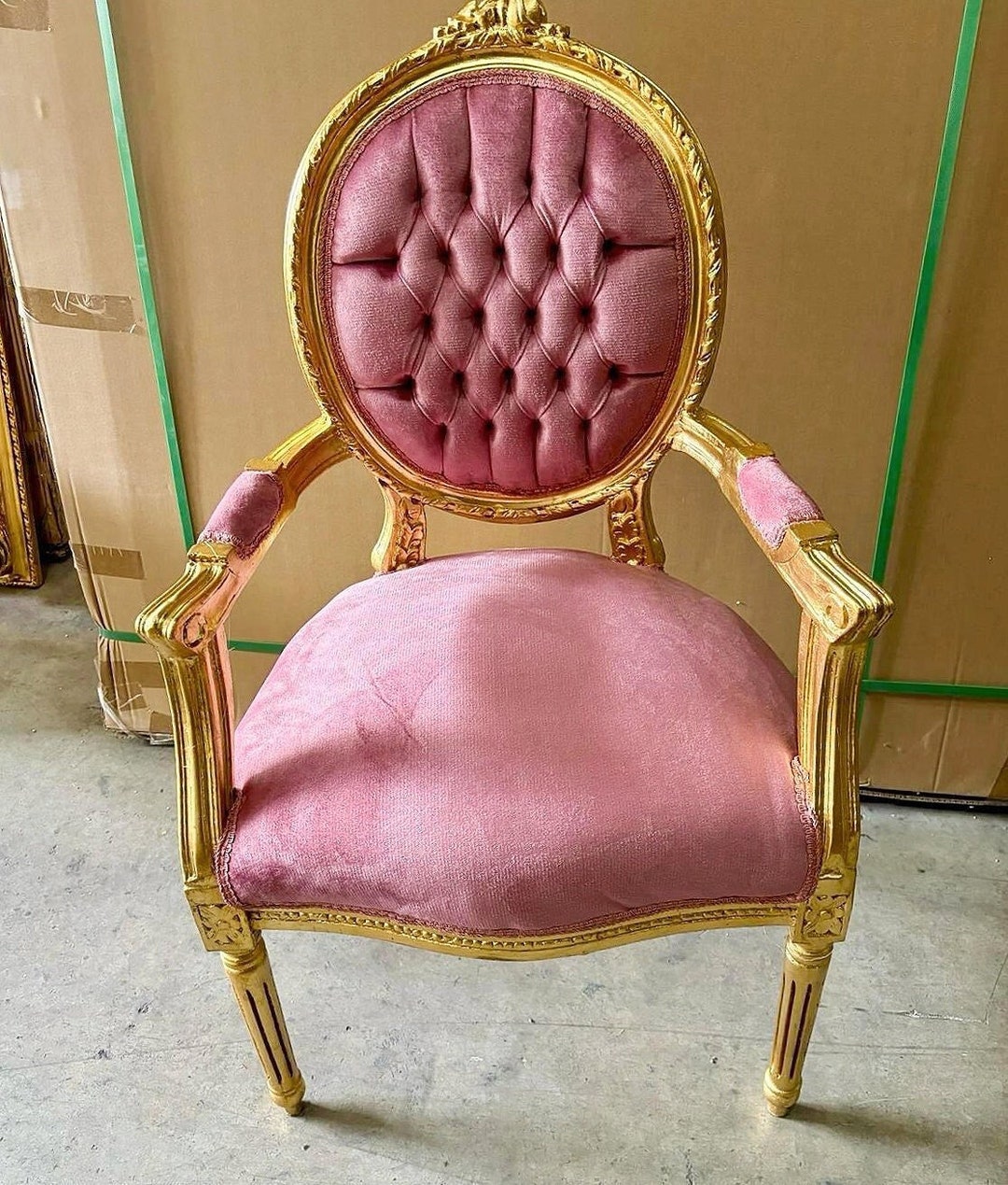 French Pink Tufted Chair Teal Vintage Chair 2 Available Vintage ...