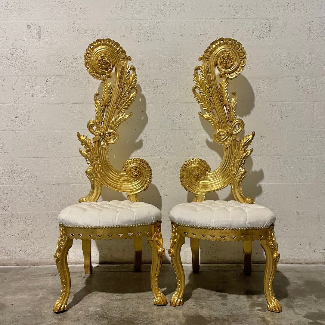 Italian Baroque Throne Chair High Back 64 Tall French Tufted Chair ...