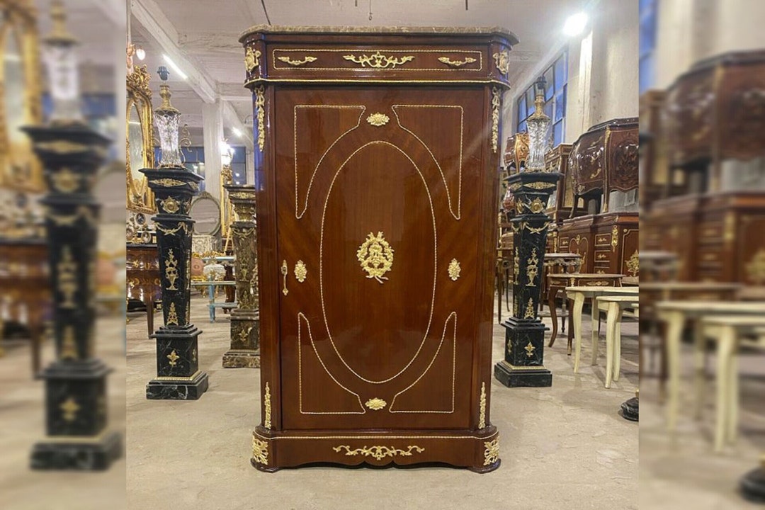 French Louis XV Style Commode Furniture Vintage 24k Gold Copper Rococo ...