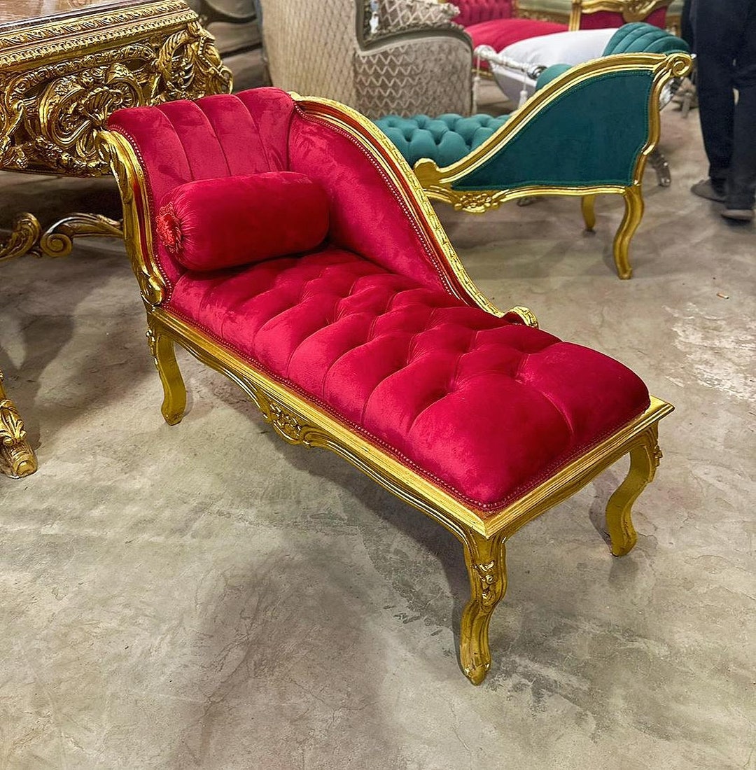 Rococo Style Red Chaise Lounge Vintage Chaise Lounge Furniture Sofa ...
