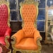 Orange Leather Throne Chair Golden Chair French Chair Throne Rococo ...