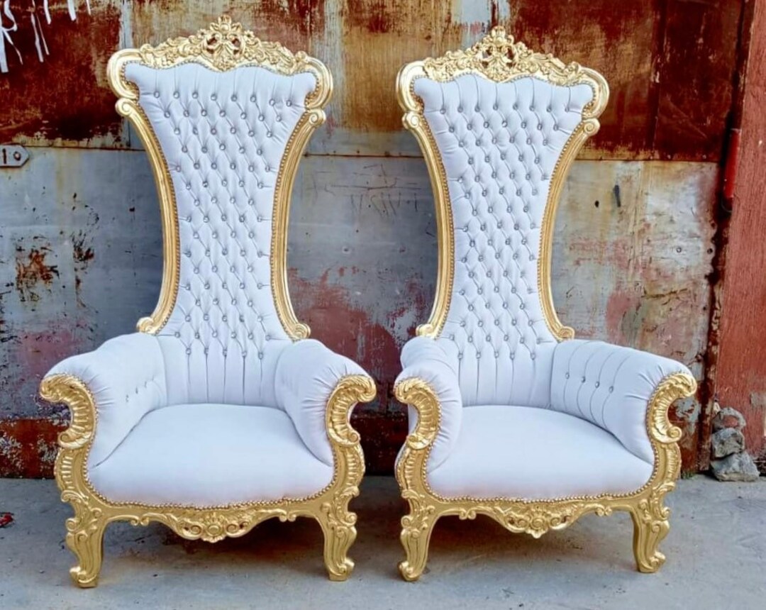 White Throne Chair White Leather Chair 2 LEFT French Chair Throne White ...