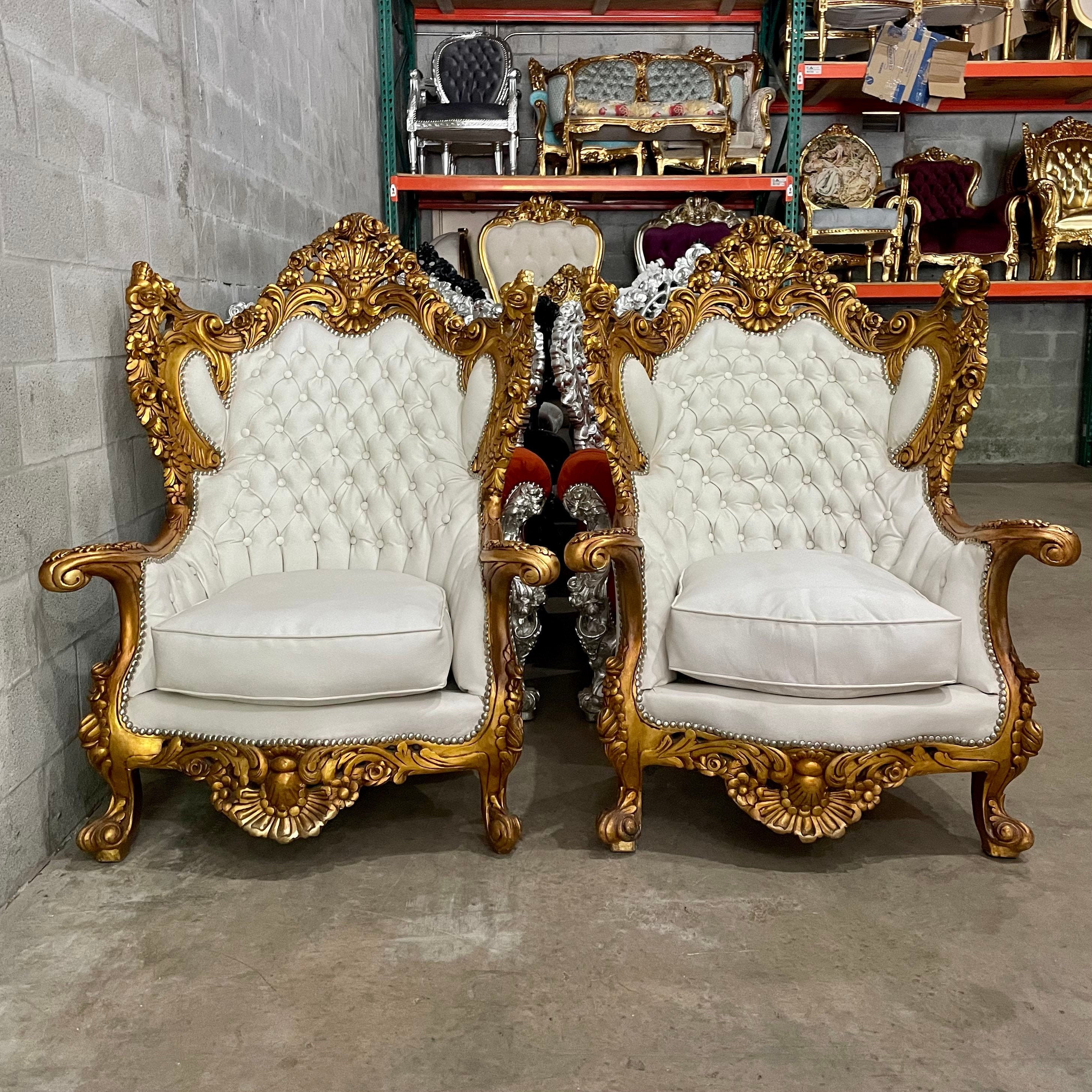 Rococo Chair White Leather 2 Chairs Left French Chair - Etsy