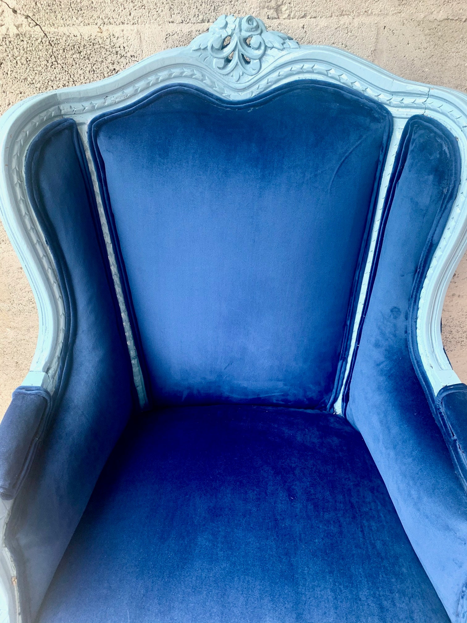 Vintage Chair French Light Blue Matte Custom Frame Royal Blue | Etsy