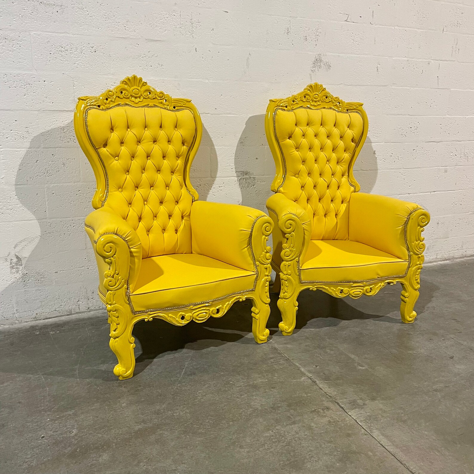 Yellow Midsize Throne Chair Yellow Leather 55 Tall 2 IN - Etsy