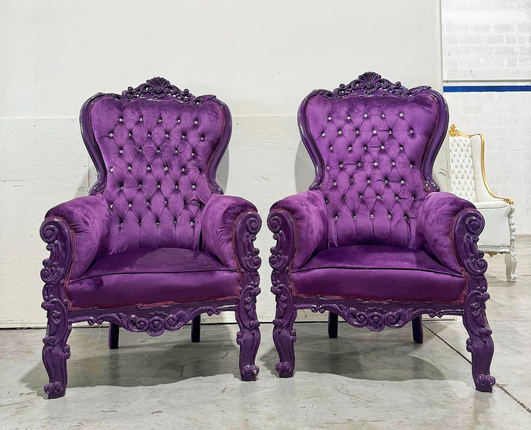 Purple Midsize Throne Chair Purple Velvet French Throne Chair Throne ...