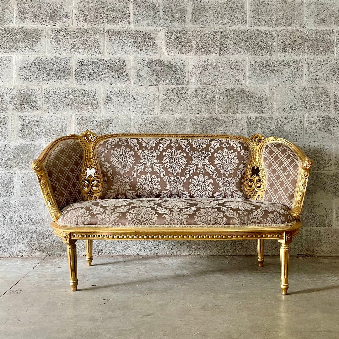 French Settee Vintage Furniture Sofa Gold Settee Antique Settee Rococo Furniture Baroque Antique ...