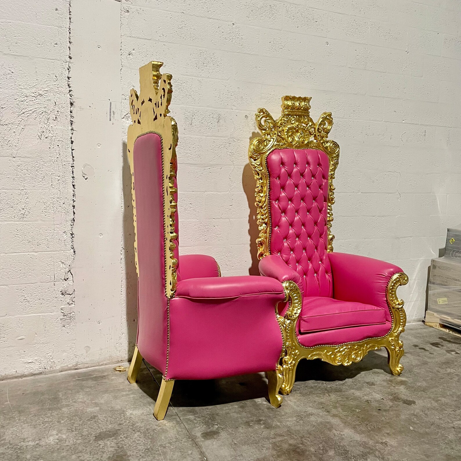 Pink Throne Chair 77h Pink Leather Chair 2 LEFT French - Etsy
