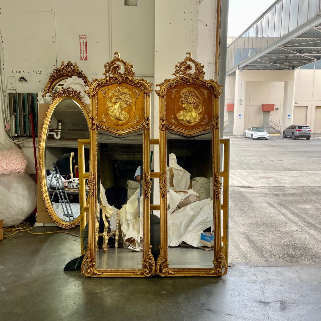 A Pair Baroque Mirror Antique Mirror Rococo Gold Leaf French Mirror ...