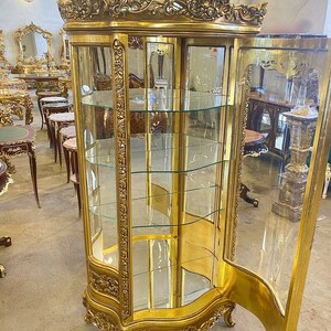 Glass Gold Cabinet Vitrine French Antique Vitrine Gold Gabinet French ...