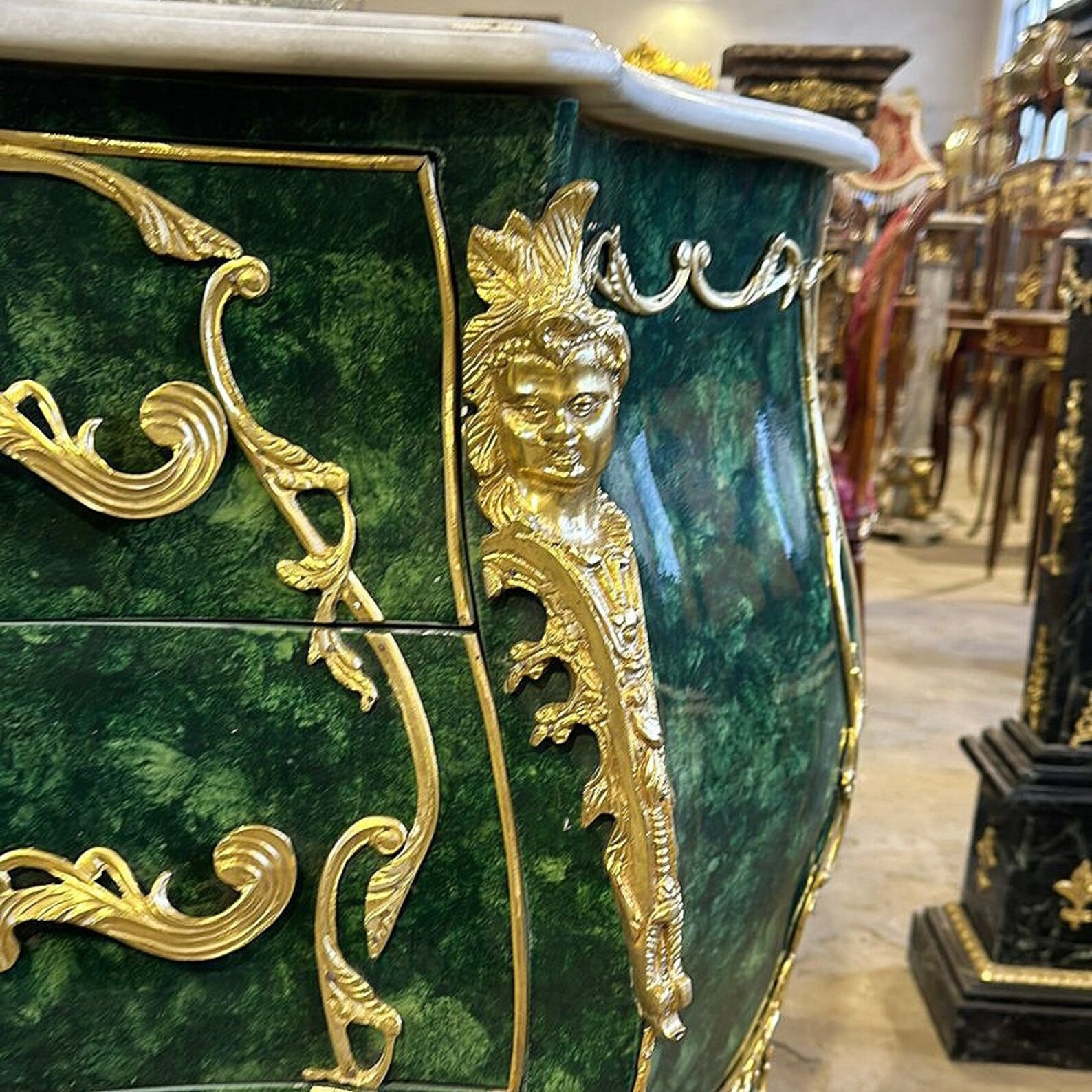 French Green Commode Louis XV Style Furniture Vintage Commode Small ...