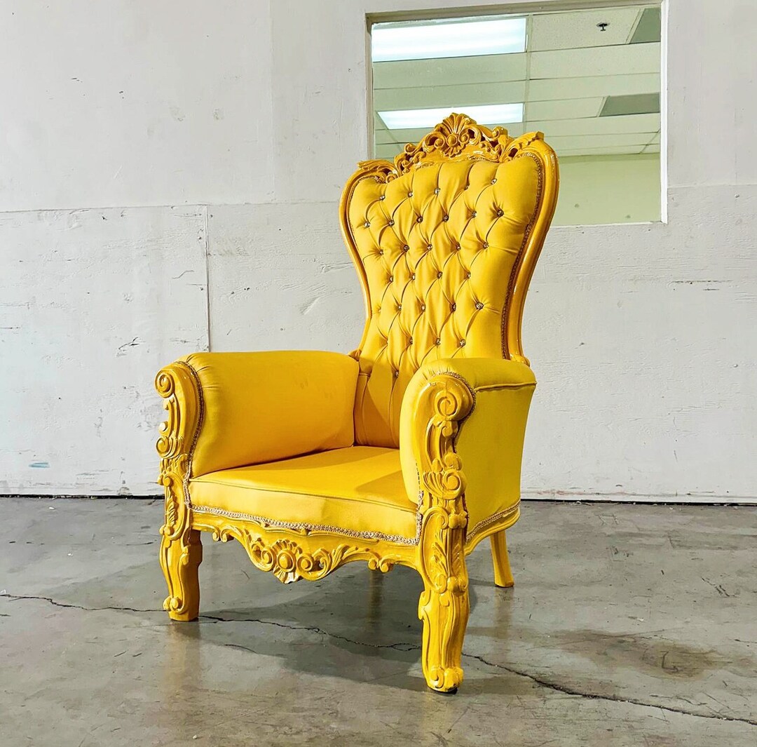 Yellow Midsize Throne Chair 1 IN STOCK French Throne Chair Yellow ...