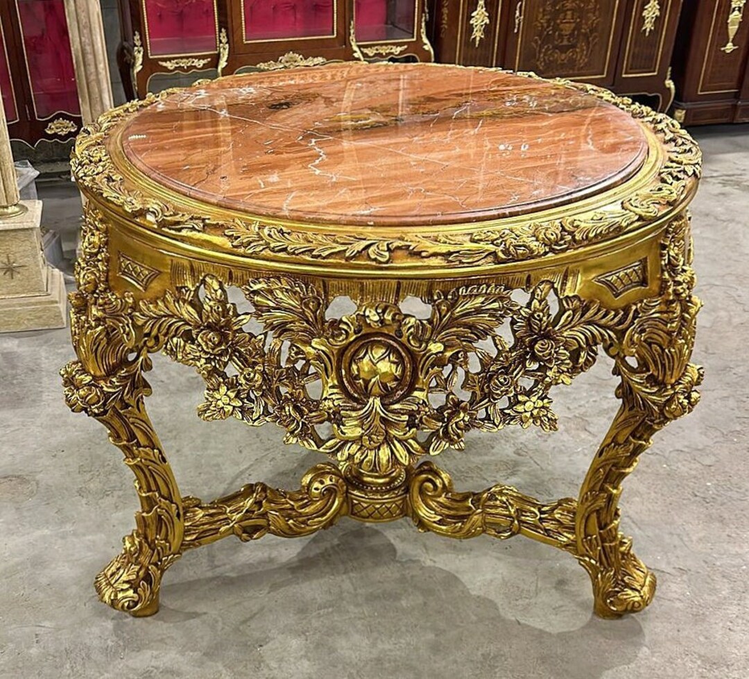Gold Table Coral Marble Victorian Antique Black Table Gothic Furniture ...