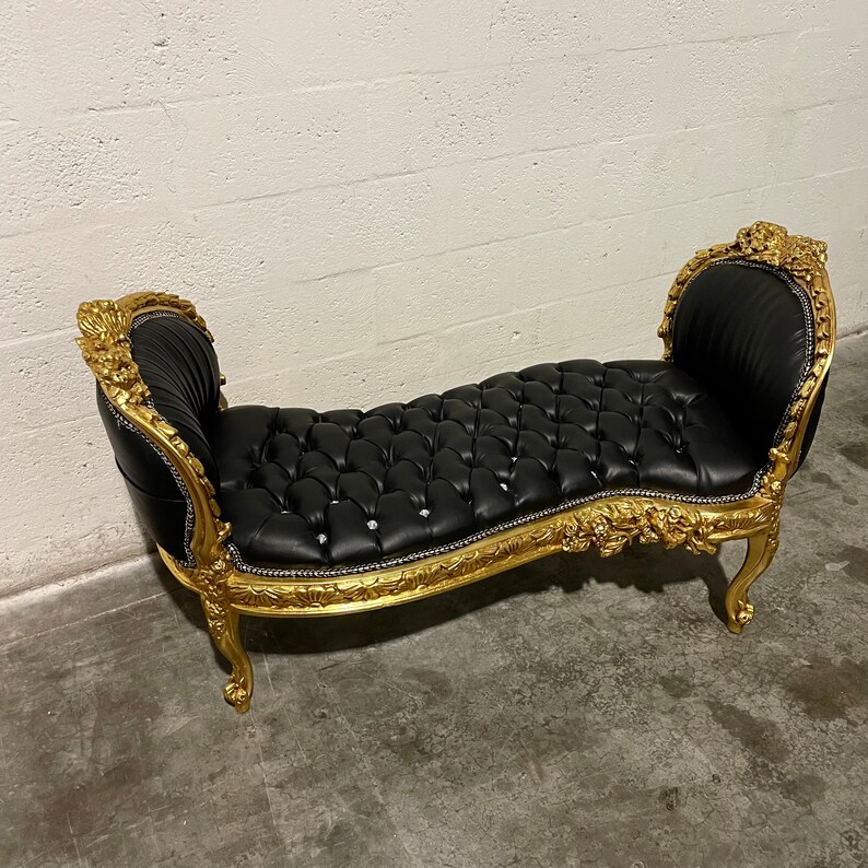 Marquis French Chair Tufted Bench Velvet French Bench Vintage - Etsy