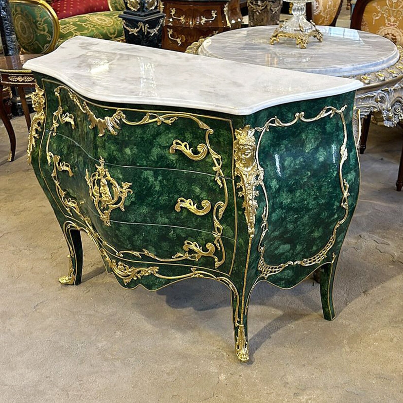 French Green Commode Louis XV Style Furniture Vintage Commode Small ...