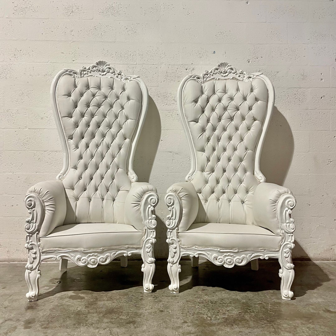 White Throne Chair White Leather Chair 2 Available French Tufted Chair ...