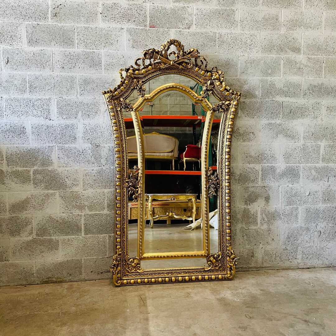 French Mirror Curved Mirror Baroque Mirror Rococo Antique Mirror Gold ...