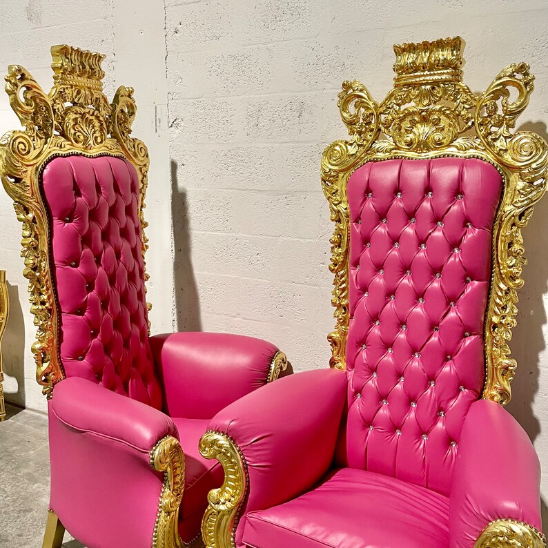Pink Throne Chair 77h Pink Leather Chair 2 LEFT French - Etsy