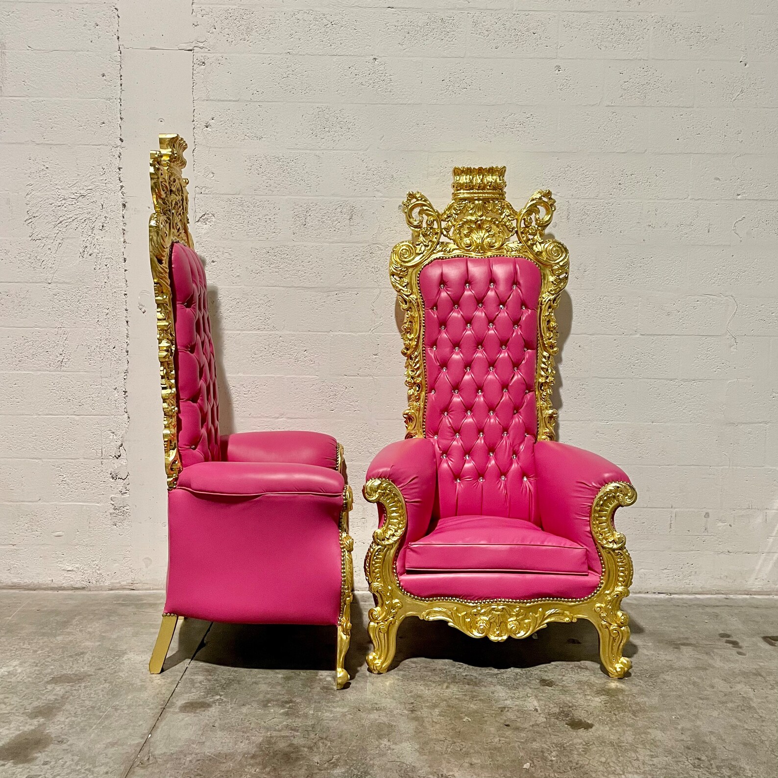 Pink Throne Chair 77h Pink Leather Chair 2 LEFT French - Etsy