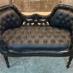 French Black Bench French Small Settee Vintage Bench Vintage Furniture ...