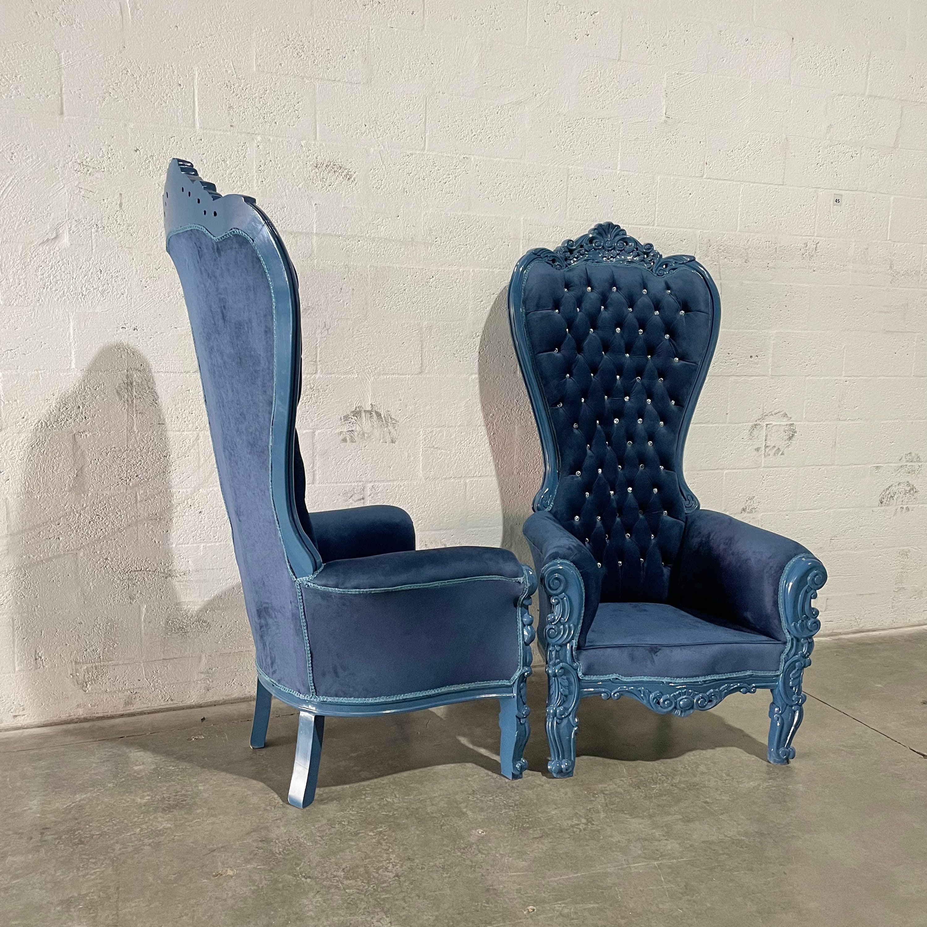Blue Throne Chair Blue Velvet Chair French Tufted Chair Throne | Etsy