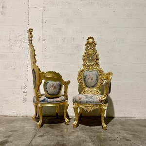 Italian Baroque 2 in Stock Throne Chair High Back Tall French Tufted ...