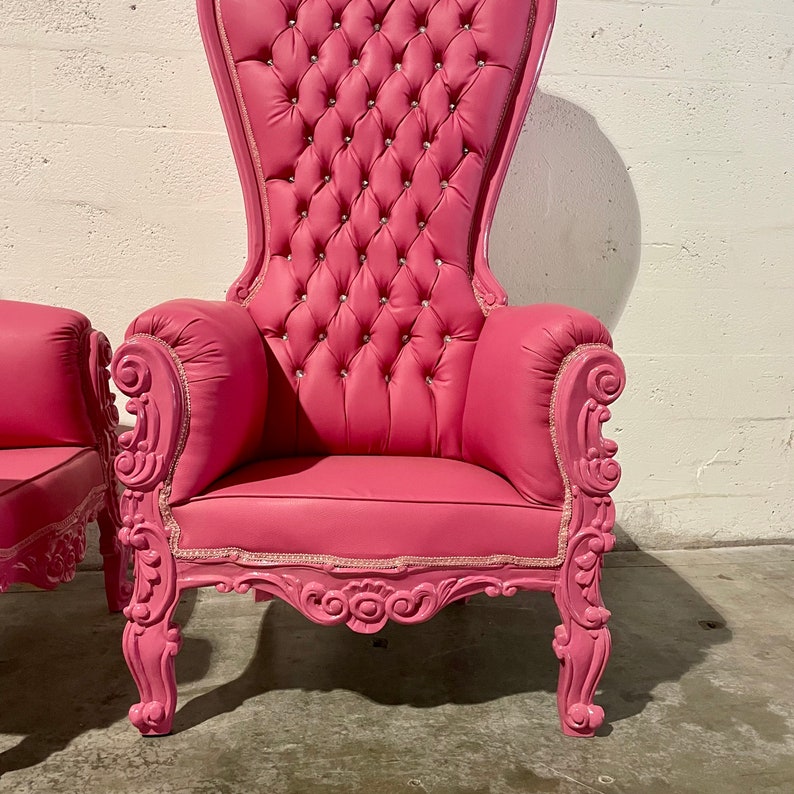 Pink Throne Chair 75h Pink Leather Chair 2 LEFT French - Etsy