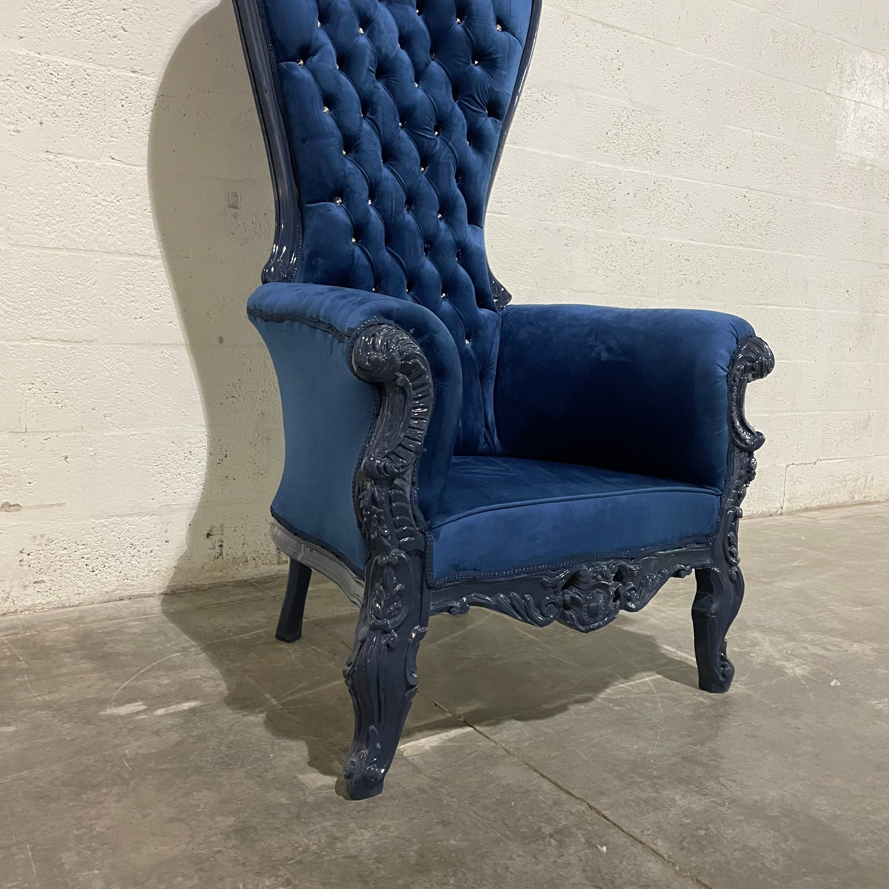 Blue Throne Chair Blue Velvet Chair French Tufted Chair Throne | Etsy