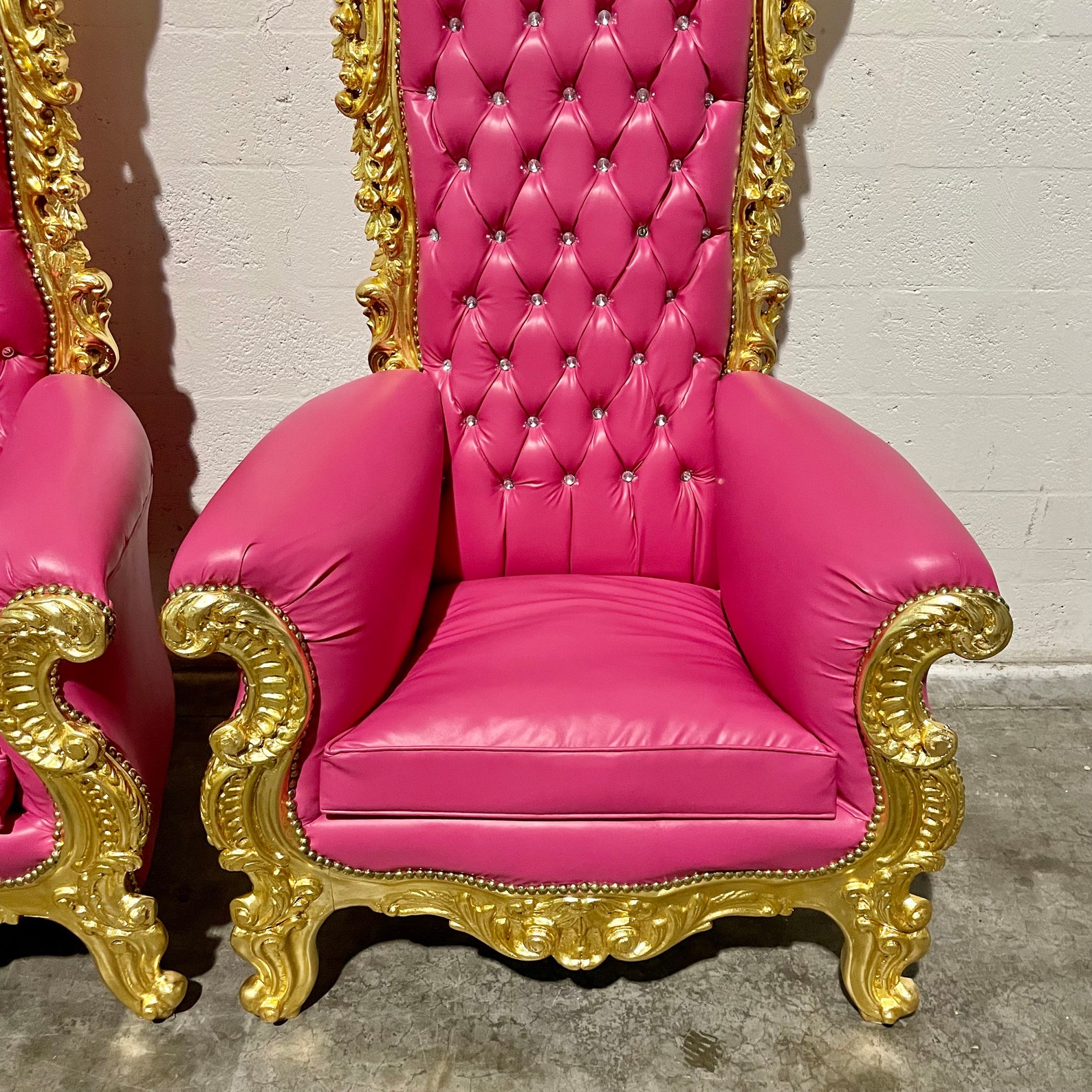 Pink Throne Chair 77h Pink Leather Chair 2 LEFT French - Etsy