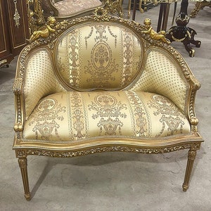 Big Gold Chair Rococo Style Vintage 24k Gold Chair Bench Gold Chair ...