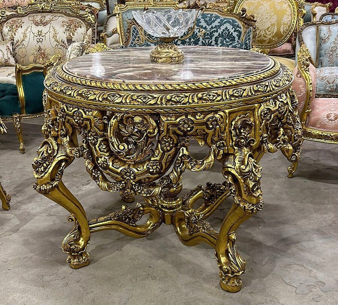 Gold Table Marble Victorian Antique Black Table Gothic Furniture ...