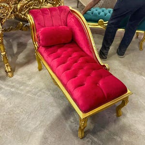 Rococo Style Red Chaise Lounge Vintage Chaise Lounge Furniture Sofa ...