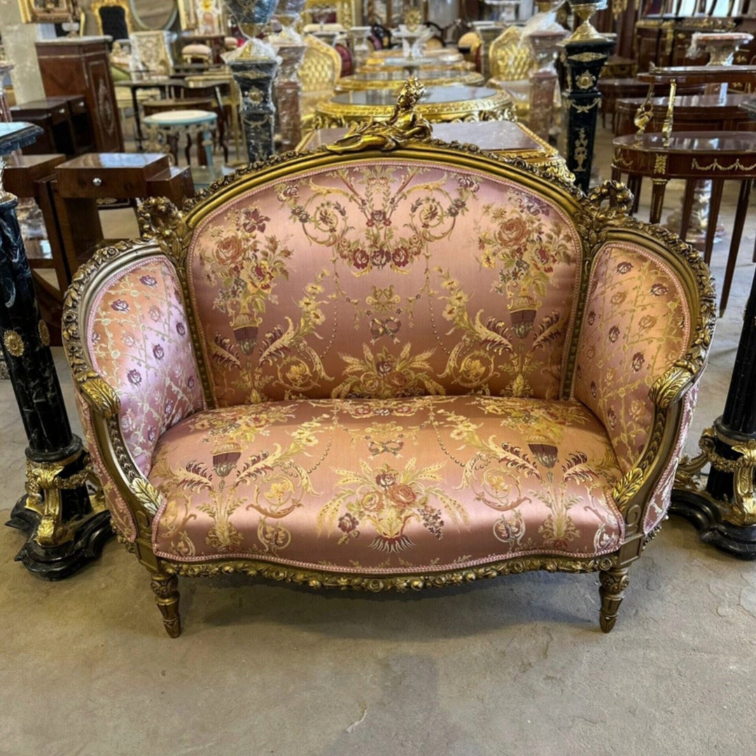 French Settee Vintage Sofa Baroque Furniture Rococo 24k Gold New ...