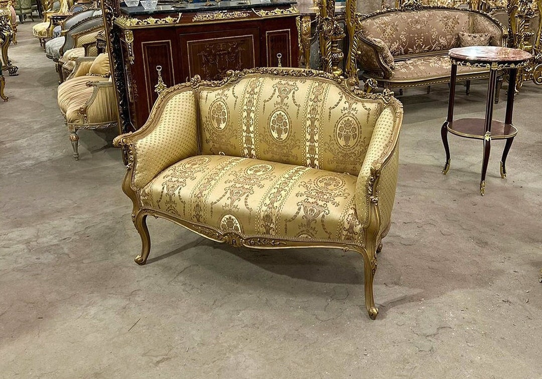French Baroque Style Gold Sofa With Gold Leaf Details Furniture Vintage ...