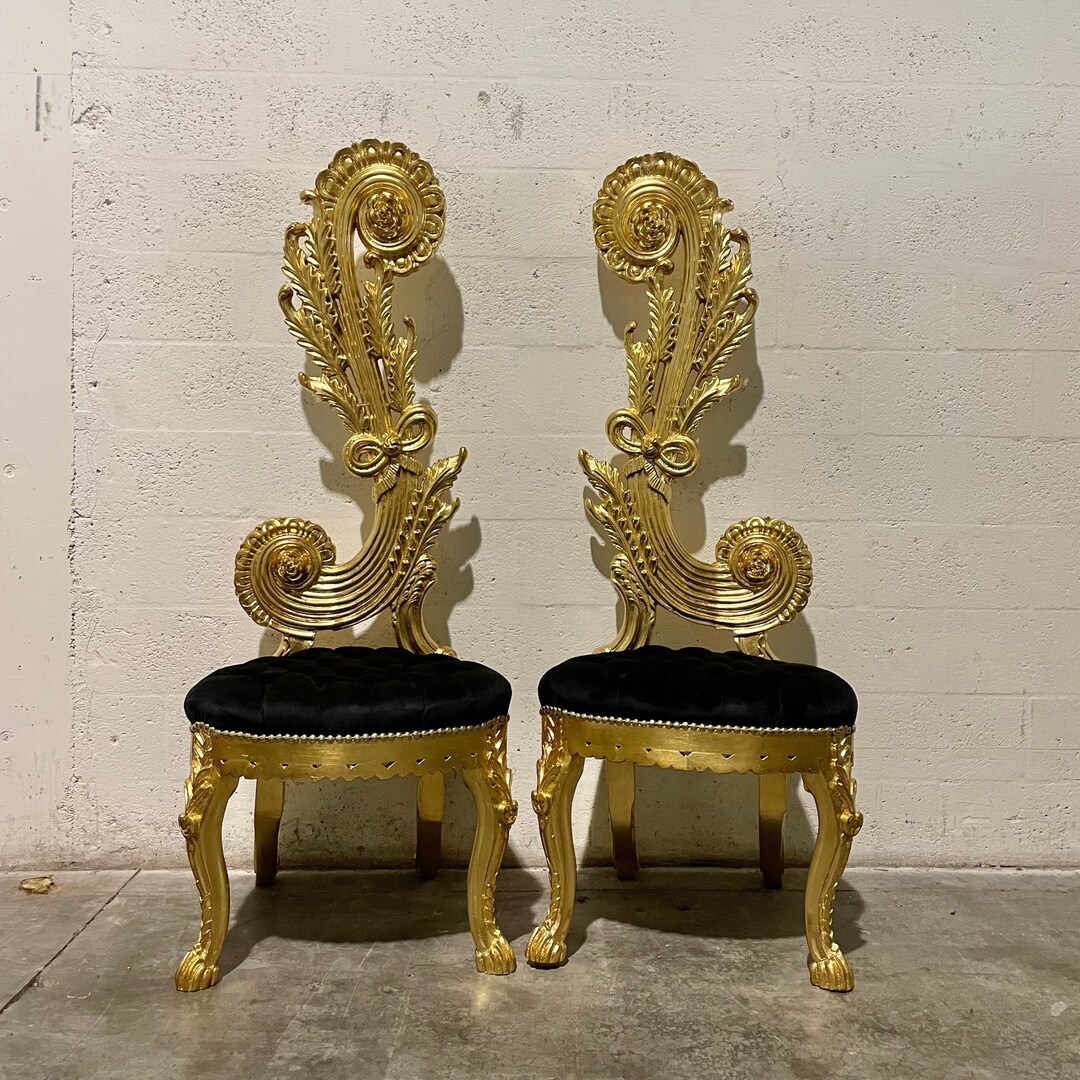 Italian Baroque Throne Chair 2 in Stock High Back Reproduction Gold ...
