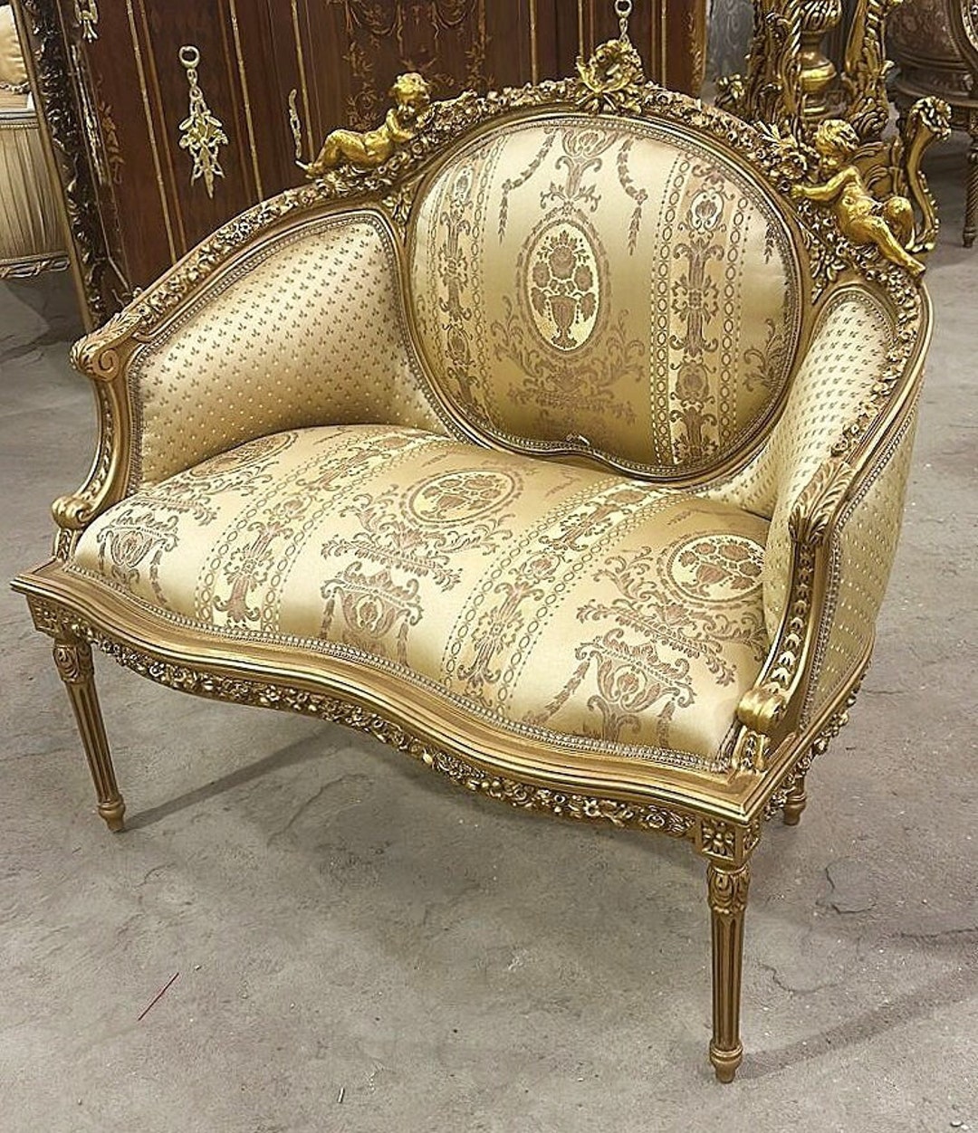Big Gold Chair Rococo Style Vintage 24k Gold Chair Bench Gold Chair ...