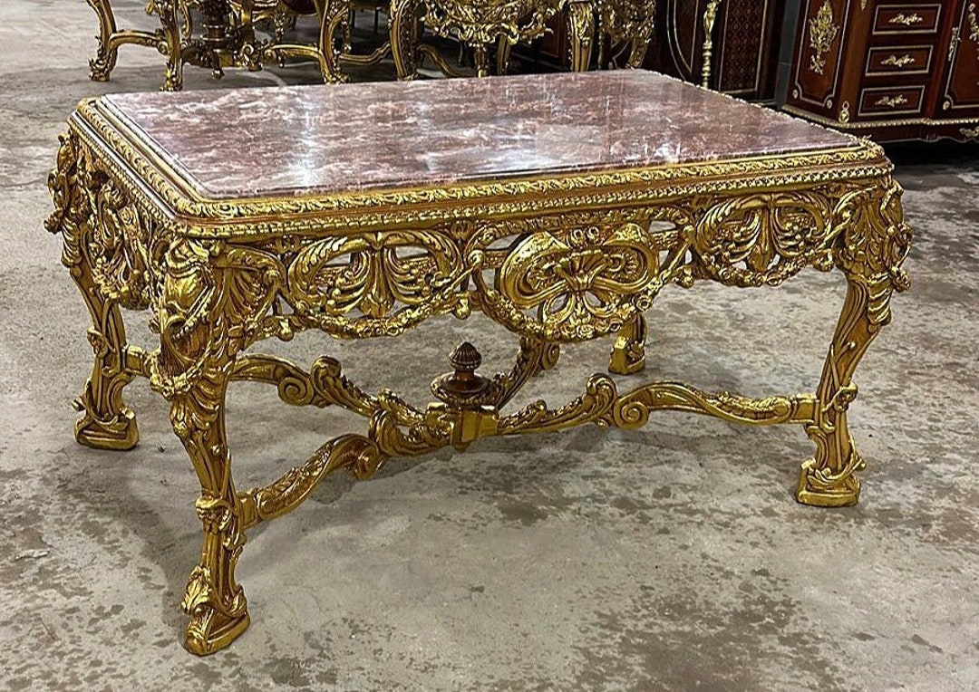 French Gold Table Marble Antique Table Gothic Furniture Antique ...