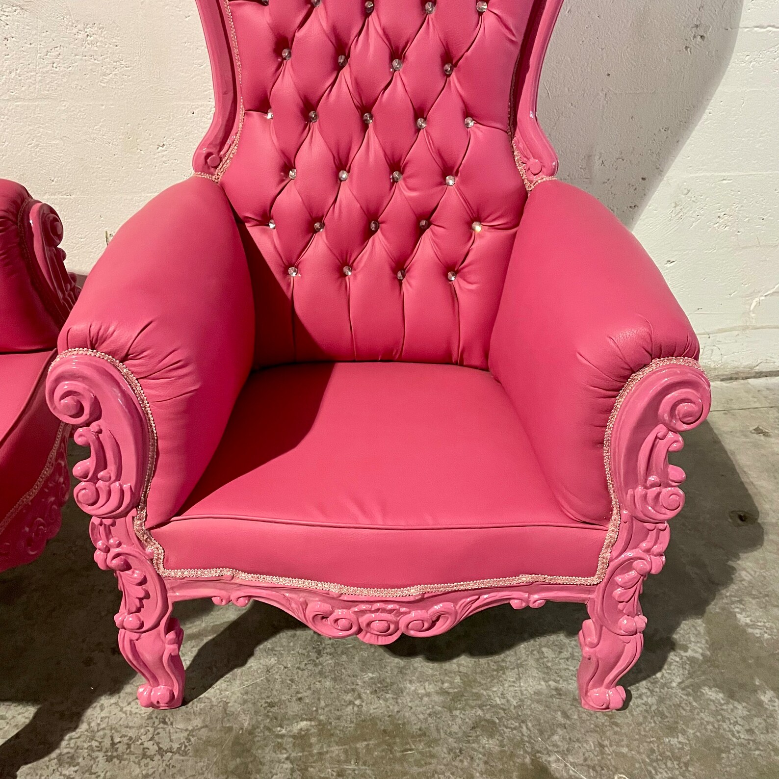 Pink Throne Chair 75h Pink Leather Chair 2 LEFT French - Etsy