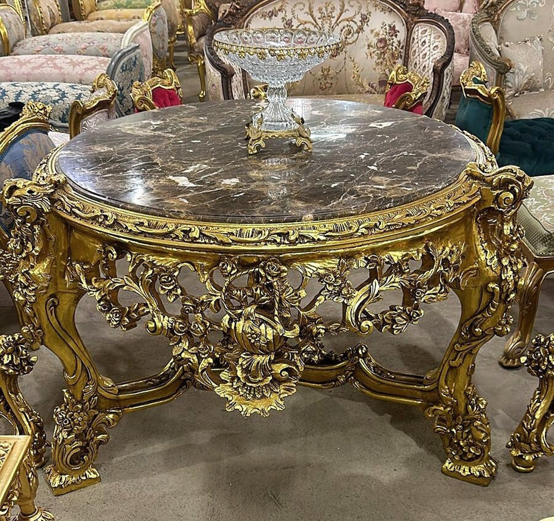 Gold Table Marble Victorian Antique Black Table Gothic Furniture ...